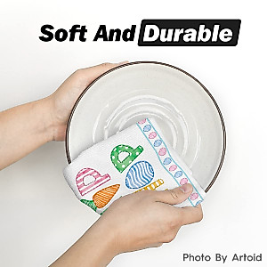 Artoid Mode Bunny Treats Rabbits Hip Hop Carrots Truck Hoppy Easter Kitchen Towels Dish Towels, 18x26 Inch Seasonal Decoration Hand Towels Set of 4