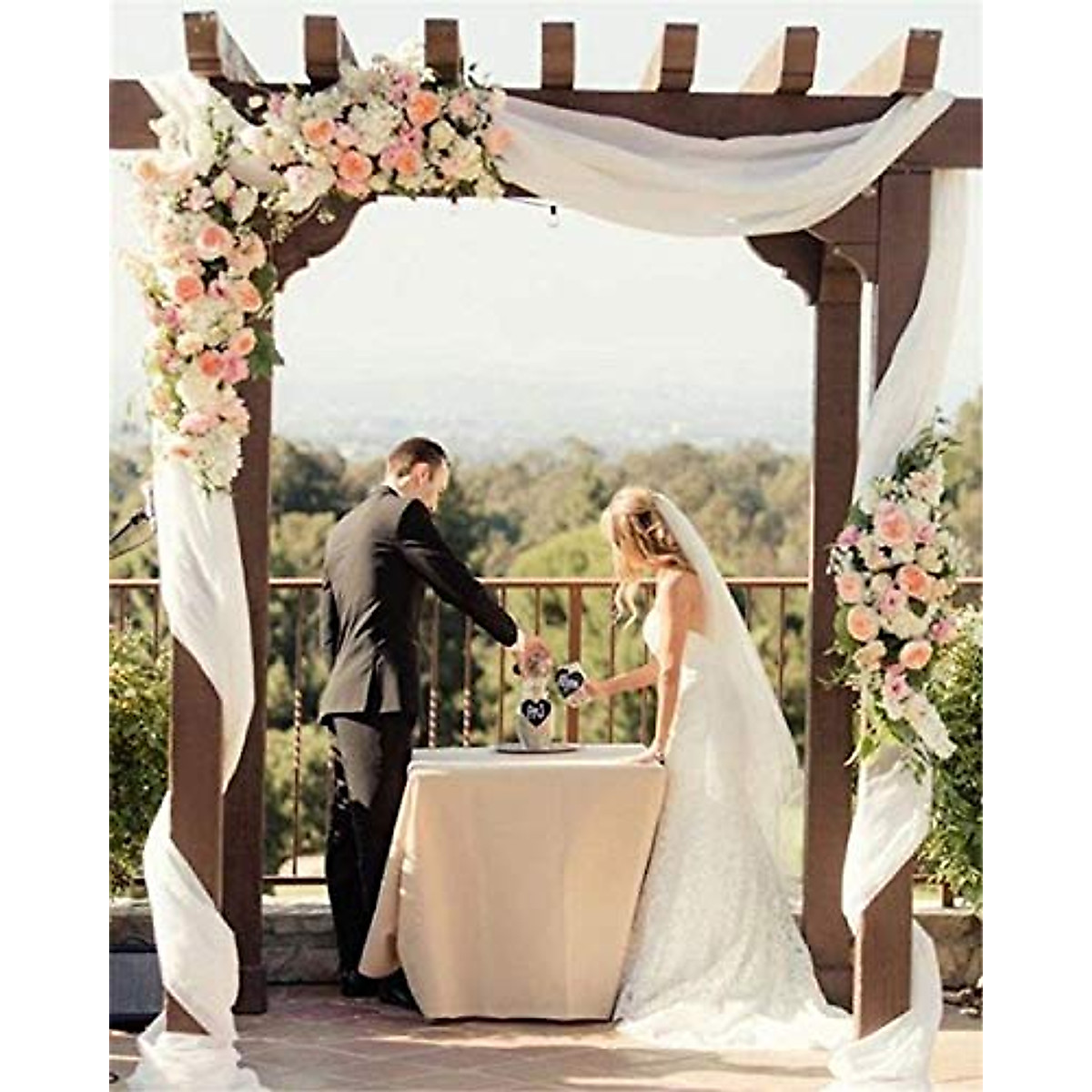 YJKIS White Chiffon Table Runner 27x120 Inches Rustic Sheer Runner Bridal Wedding Party Decorations Romantic Wedding Table Runner