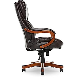 Serta Big and Tall Executive Office Chair with Upgraded Wood Accents, Win-Win Biscuit Bonded Leather