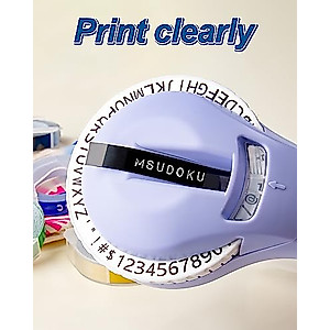 Msudoku Embossing Label Maker Machine with Tapes, 3D Embosser Gift, Portable Handheld Embosser Machine with 6 Rolls Embossed Label for Craft Cupboard and Other Home DIY Use, Purple Labeler