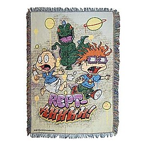 Nickelodeon's Rugrats Nick Rewind, "Reptahhhh" Woven Tapestry Throw Blanket, 48" x 60", Multi Color