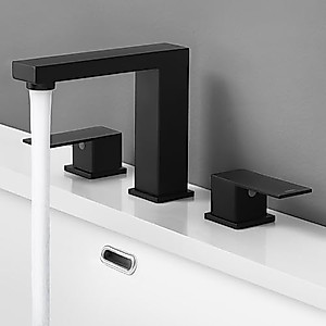 KES Black Bathroom Faucet 8 Inch Widespread Bathroom Faucet 3 Hole Vanity Faucet with Supply Hoses SUS 304 Stainless Steel Matte Black, L4350LF-BK [Fits All States, California Included]