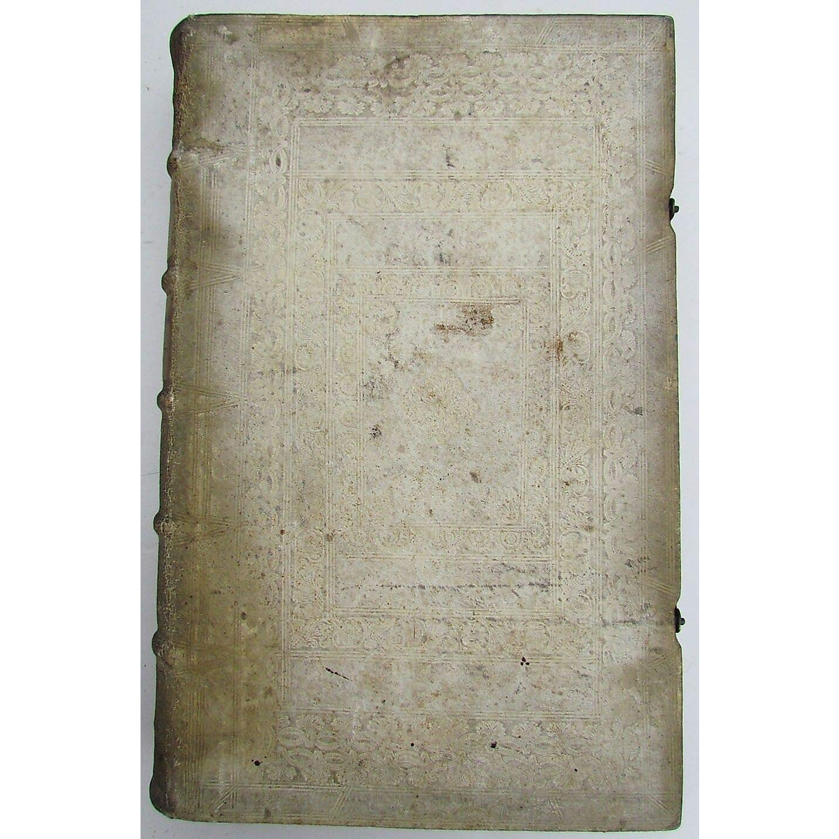 1694 BLIND-STAMPED PIGSKIN OVER WOODEN BOARDS FOLIO ANNALES ECCLESIASTICI