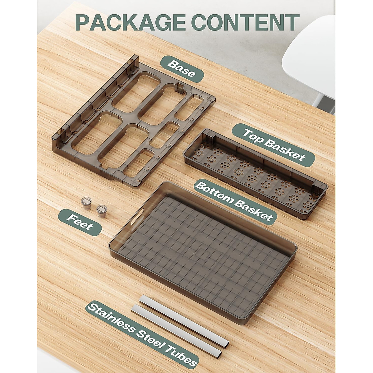 Under Sink Organizer and Storage, 2 Tier Sliding Under Sink Shelf, L Shaped Pull Out Cabinet Basket Organizer, Multi-Purpose Slide Out Organizer Rack for Bathroom, Kitchen