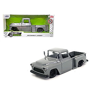 1955 Chevy Stepside Pickup Truck Gray Just Trucks Series 1/24 Diecast Model Car by Jada 34296
