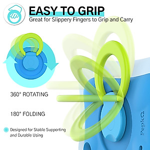 PEPKOO Kids Case for Fire 7 Tablet, 9th 7th 5th Generation 2019 2017 2015 Release, Light Weight Flexible Shockproof Cover with Folding Handle Kickstand for Amazon Fire 7 Tablet 7-inch, Blue