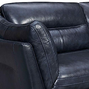 Armen Living Franz 87" Modern Leather Sofa, Blue Midnight