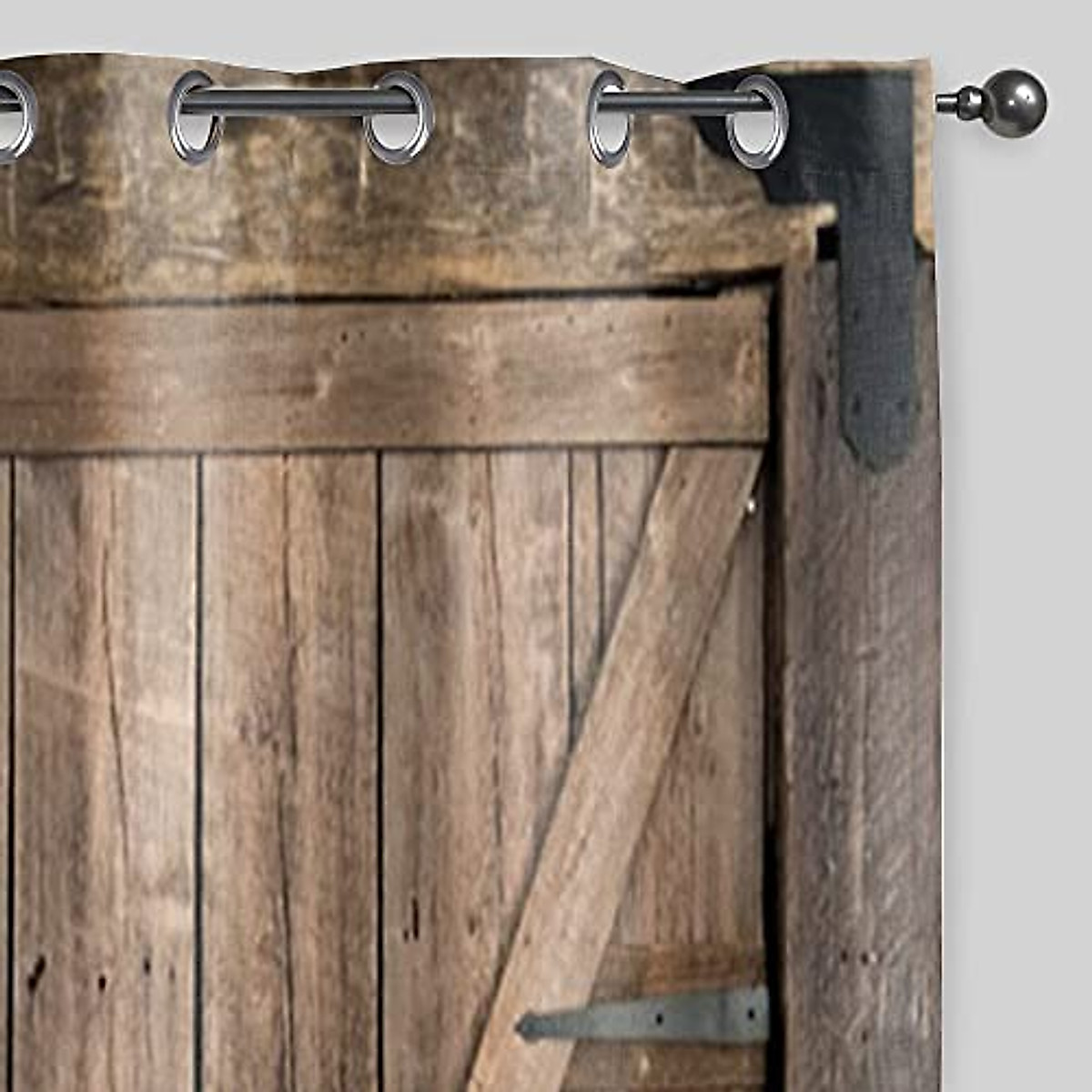 Renaiss Wooden Door Curtains Rustic Vintage Wooden Barn Door Print Farmhouse Style Window Treatment 84" H x 42" W Set of 2 Panels Grommet Bedroom Living Room Blackout Window Drapes