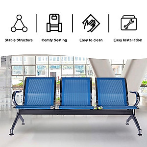 kinbor Reception Bench Seating Airport Chairs Waiting Area Bench Seating with Arms for Office, Bank, Hospital, School, Barbershop