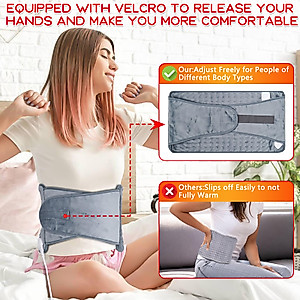 Heating Pad for Back Pain and Cramps Relief, Heating Pad Belt, Lower Back Heating Pad, with 4 Timer Settings 11.8x23.6 Inch, with Auto Off and 6 Heat Setting for Back Pain Relief and Cramps Gray