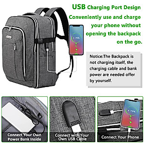 HXLGMD Large Travel Backpack for Women Men, Carry On Backpack Flight Approved, Water Resistant Luggage Daypack with Shoe Compartment Business Weekender Overnight Computer Bag Fits for 17 Inch Laptop