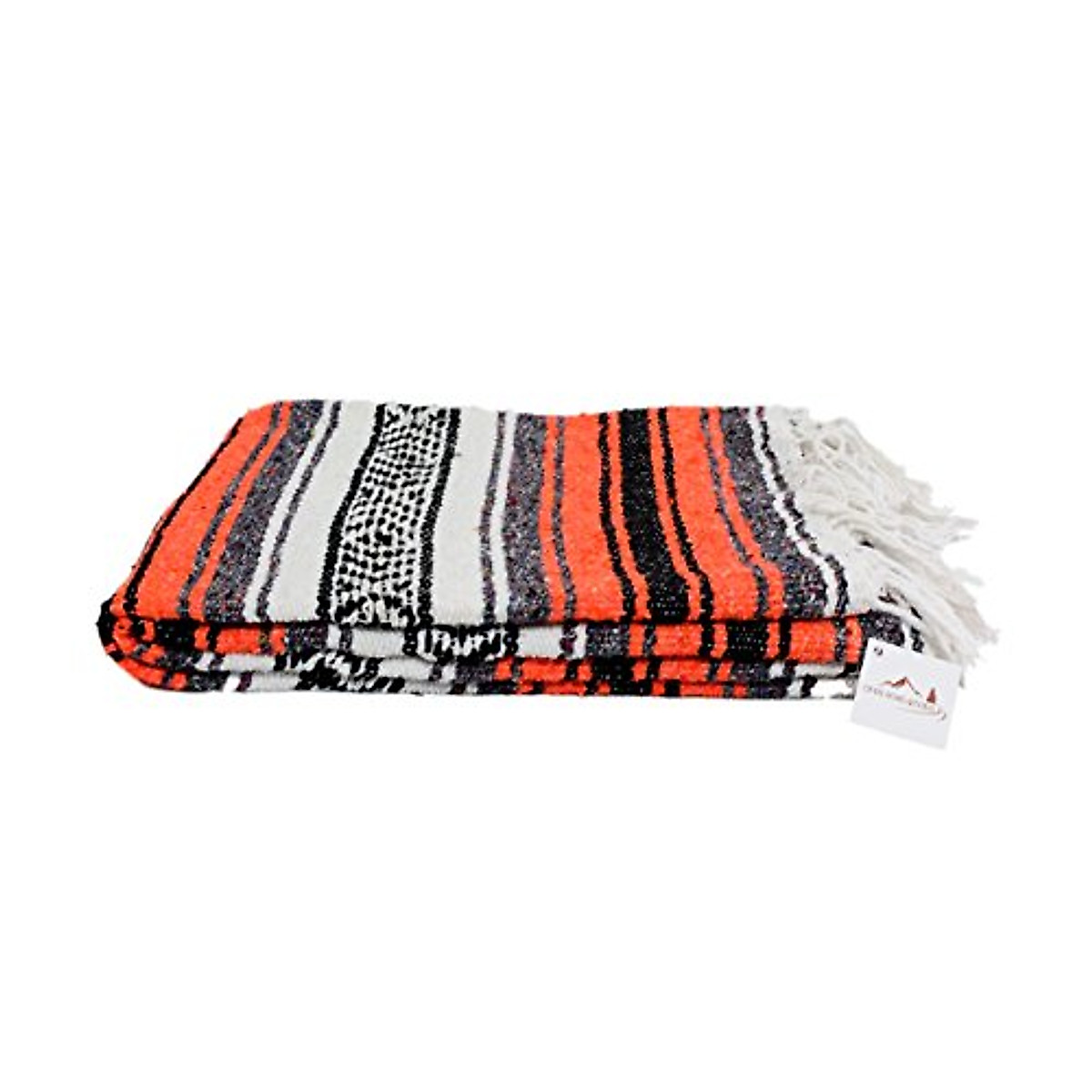 Open Road Goods Orange and Black Mexican Falsa Blanket - Great for The Beach, Picnics, Yoga, or a Throw! Handwoven Colors of Halloween Blanket