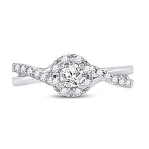Dazzlingrock Collection 14kt White Gold Womens Round Diamond Solitaire Bridal Wedding Engagement Ring 1/2 ctw