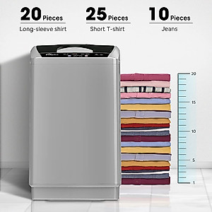 LifePlus Full Automatic Washing Machine, 1.8 cuft Compact Laundry Washer 12lbs Capacity w/Drain Pump, Faucet Adaptor, 8 Programs & 6 Water Levels for Apartment Home Dorm