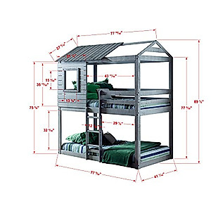 DONCO Twin/Twin Blind Bunk Loft Bunk with Pink Tent Kit