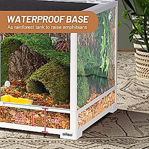 OIIBO 34 Gallon Reptile Tank, 24" x 18" x 18" Front Opening Reptile Terrarium for Reptiles Amphibians Pets, Bearded Dragon Lizard Gecko Snake Tank Reptile Glass Terrariums