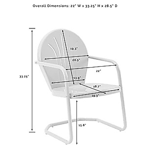 Crosley Furniture Griffith Outdoor Chair, Retro Metal Patio Chairs for Dining, Porch, Deck, Balcony, Tangerine