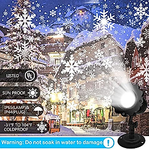 auanvel Christmas Snowflake Projector Lights Waterproof LED White Snowfall Projector Lights for Christmas, Holiday, Halloween, Party, Garden, Wedding, Indoor Outdoor Decorations