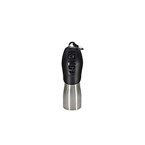 KONG H2O Stainless Steel Dog Water Bottle & Pet Travel Bowl, 25 oz - Black