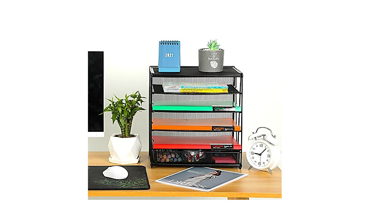 Samstar 5-Tier Desk Organizer with Sliding Drawer - Black