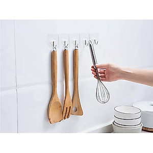 JEETAO Adhesive Hooks for Hanging Wall Hooks 22lbs(Max) Haning Hooks Transparent Reusable Seamless Hooks, Strong Bathroom Kitchen Hooks,24 Pack