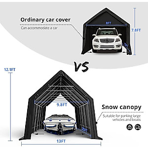 KING BIRD 13' x 20' Heavy Duty Carport Anti-Snow Carport, Full-Size Truck, Outdoor Storage Shelter Shed Instant Garage Car Canopy with Reinforced Ground Bars