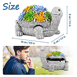 Grovind Ashtrays with Lid, Cute Turtle Outdoor Ashtray for Cigarettes, Windproof Ash Tray Decor for Home Office Indoor and Outdoor