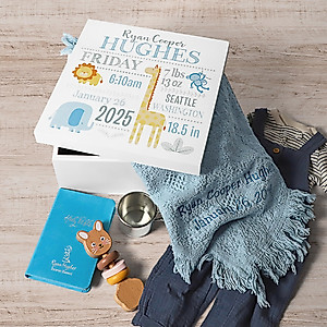 Let's Make Memories Personalized Baby's First Keepsake Box - Memento Storage - Memories Box - Nursery Décor - For Girls - 6" Hx12 Square