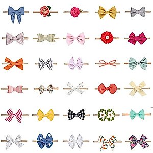 MEISO 30 Pcs Baby Girl Headbands and Baby Bows Newborn Infant Toddler Baby Headbands Hair Accessories Baby Gifts