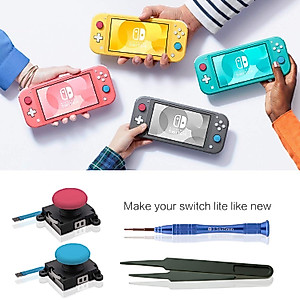 ECHZOVE Replacement Joy Stick Compatible with Switch lite, Joystick Replacement Compatible with Switch lite and Repair Tool Kit for Switch lite - 2 Pack (Blue Red)