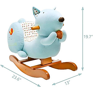 labebe - Baby Rocking Horse, Kids Ride on Toy, Wooden Riding Horse for 6 Months Up Boy&Girl, Toddler/Child Outdoor&Indooor Toy Rocker, Plush Stuffed Animal Rocker Chair, Infant Gift - Blue Squirrel