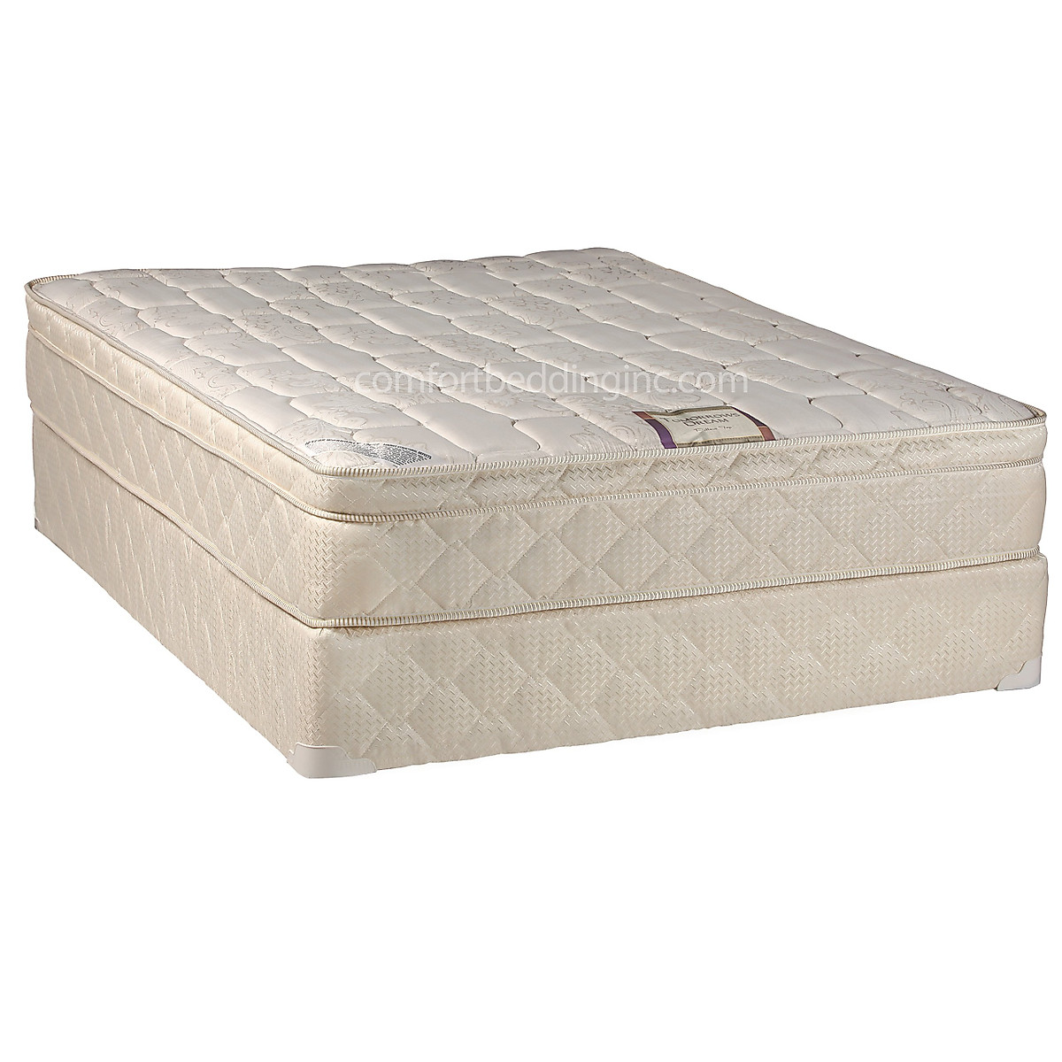 Continental Sleep Eurotop Pillowtop Innerspring Mattress and 8" Wood Boxspring/Foundation Set, Full, Gold
