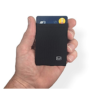Modern Carry Elastic Minimal Card Holder, Minimalist Wallet for Men & Women, Stretch Credit Card & Business Card Holder, Stretchy Slim Credit Card Wallet - Ultra Thin w/ 1 Card Slot (Black)