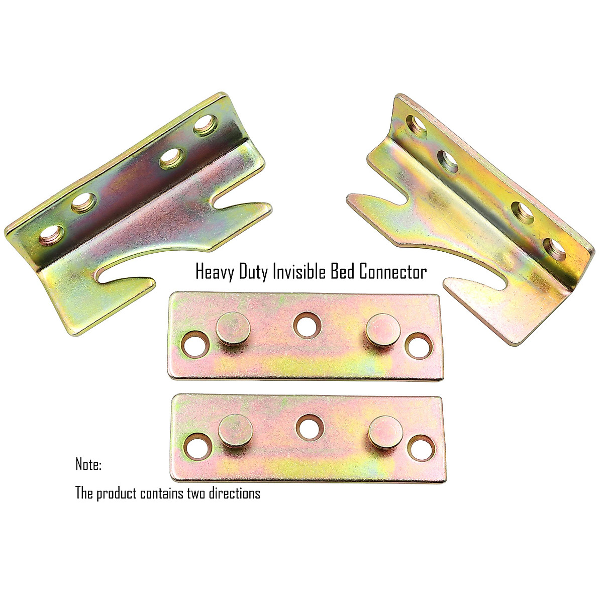 LBY Bed Rail Brackets, Heavy Duty Non-Mortise Bracket Fastener, Bed Buckle Lock, Bed Rail Fittings, Invisible Bed Connector, (a Set of 4 Pay),with Screws