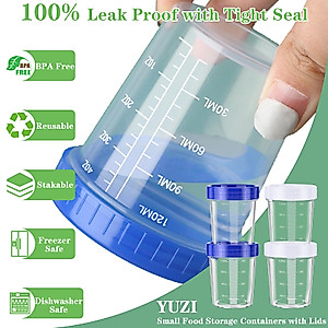 Yuzi Salad Dressing Container to Go - 4oz Small Containers with Lids Leakproof Condiment Containers, Reusable Plastic Sauce Containers Stackable Small Dipping Sauce Cups Set BPA-Free (10 Packs