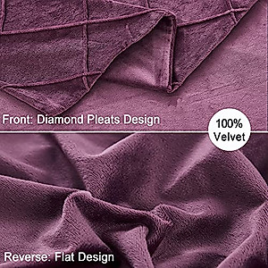 PHF Pleated Velvet Duvet Cover Set Queen, 3PCS Flannel Comforter Cover Set for All Season, Ultra Soft Cozy Velour Duvet Cover with Pillow Shams Bedding Collection, 90" x 92", Wine Red