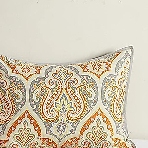 Madison Park Nisha Sateen Cotton Comforter Set, Breathable, Soft Cover, Trendy, All Season Down Alternative Cozy Bedding with Matching Shams, Full/Queen, Orange 7 Piece