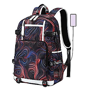 ZHIERNA Boys Backpack with Charging Port, Laptop Backpacks 17 Inch, Water Resistant Daypack Bookbags for College Students (Red)