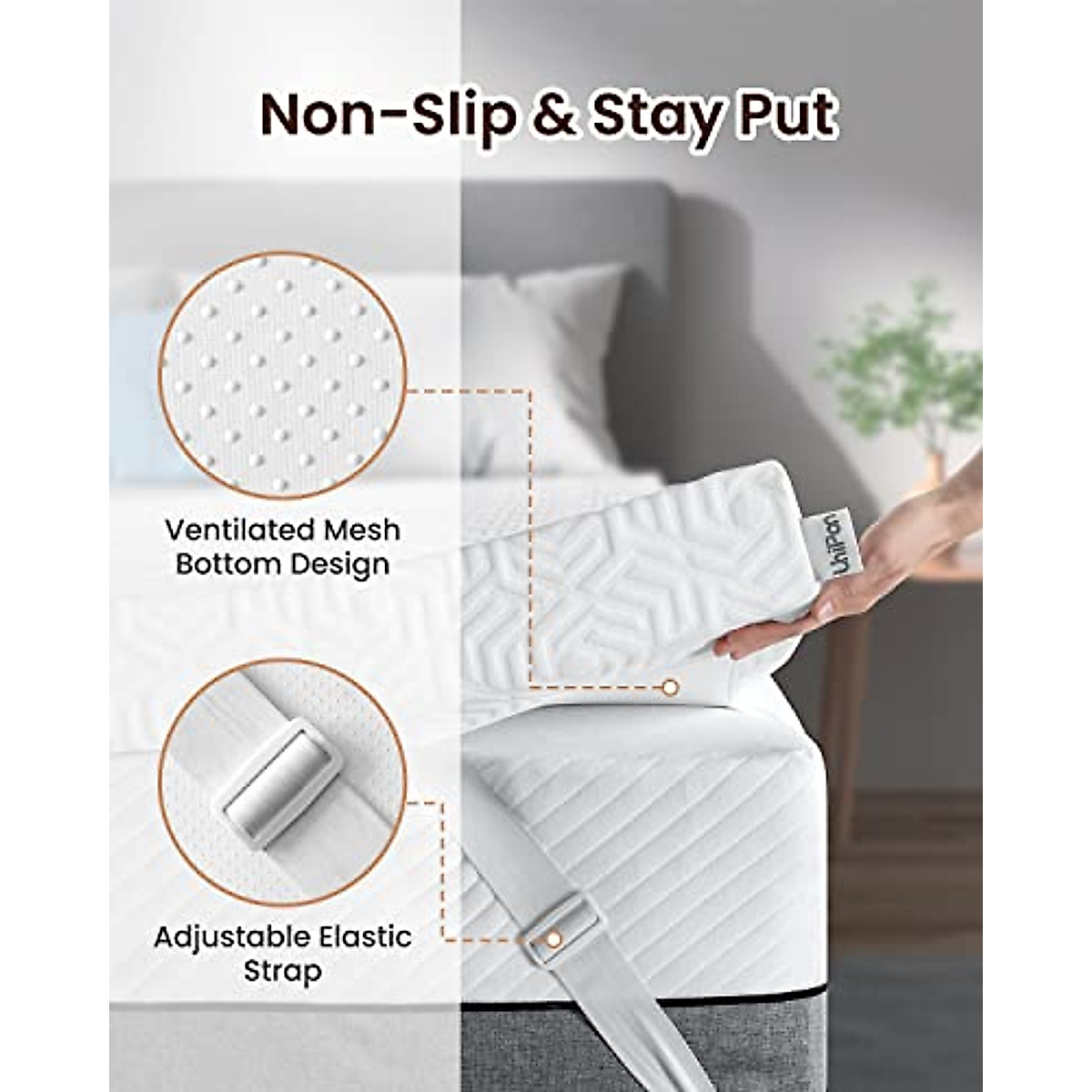 UniPon 4 Inch Gel Memory Foam Mattress Topper Queen, Medium Firm Mattress Topper, High Density Foam Bed Topper for Pressure Relief, Removable & Washable Cover, CertiPUR-US Certified