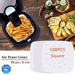 Square Air Fryer Accessories, 8 Inch XL Deep Fryer Accessories Compatible with Philips Cosori Ninja Gowise Gourmia Chefman Comfee Air Fryer, Fit 3.6QT-6.8QT Square Air Fryer