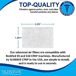 NUWAVE Replacement Filter for ResMed Part Number S9/S10 Standard Pollen Filter 36850, High-Efficiency CPAP Filters ResMed, Opti-fit ResMed Filters, Pollen Filters CPAP ResMed S9-60 Per Pack