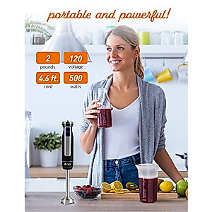 COMMERCIAL CHEF Immersion Blender, Multi-Purpose Immersion Hand Blender with Stainless Steel Blade, Handheld Mixer with 8 Variable Speed Options