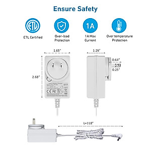 Rollerhouse 8.4V 1A Li-ion Battery Charger Power Adapter for 7.2V,7.4V 8.4V Device, with LED Indicator 3.5x1.35mm Male Plug Connector, L=118", White