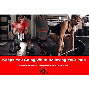 ATHLEDICT Knee Brace Compression Sleeve with Strap for Best Support & Pain Relief for Meniscus Tear, Arthritis, Running, Basketball, MCL, Jogging, Post Surgery Recovery for Men & Women, L