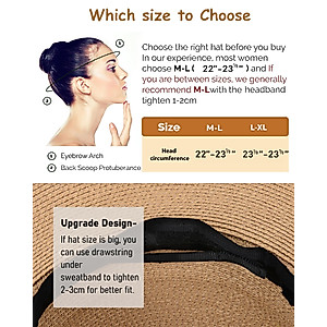 FURTALK Panama Hat Sun Hats for Women Men Wide Brim Fedora Straw Beach Hat UV UPF 50 Brown