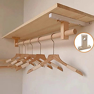 Coshar Wood Rod Holder, Ceiling Mount Closet Pole Socket Pipe Bracket Holder with Screws, 4 Pack, Fit 25mm Diameter Pole