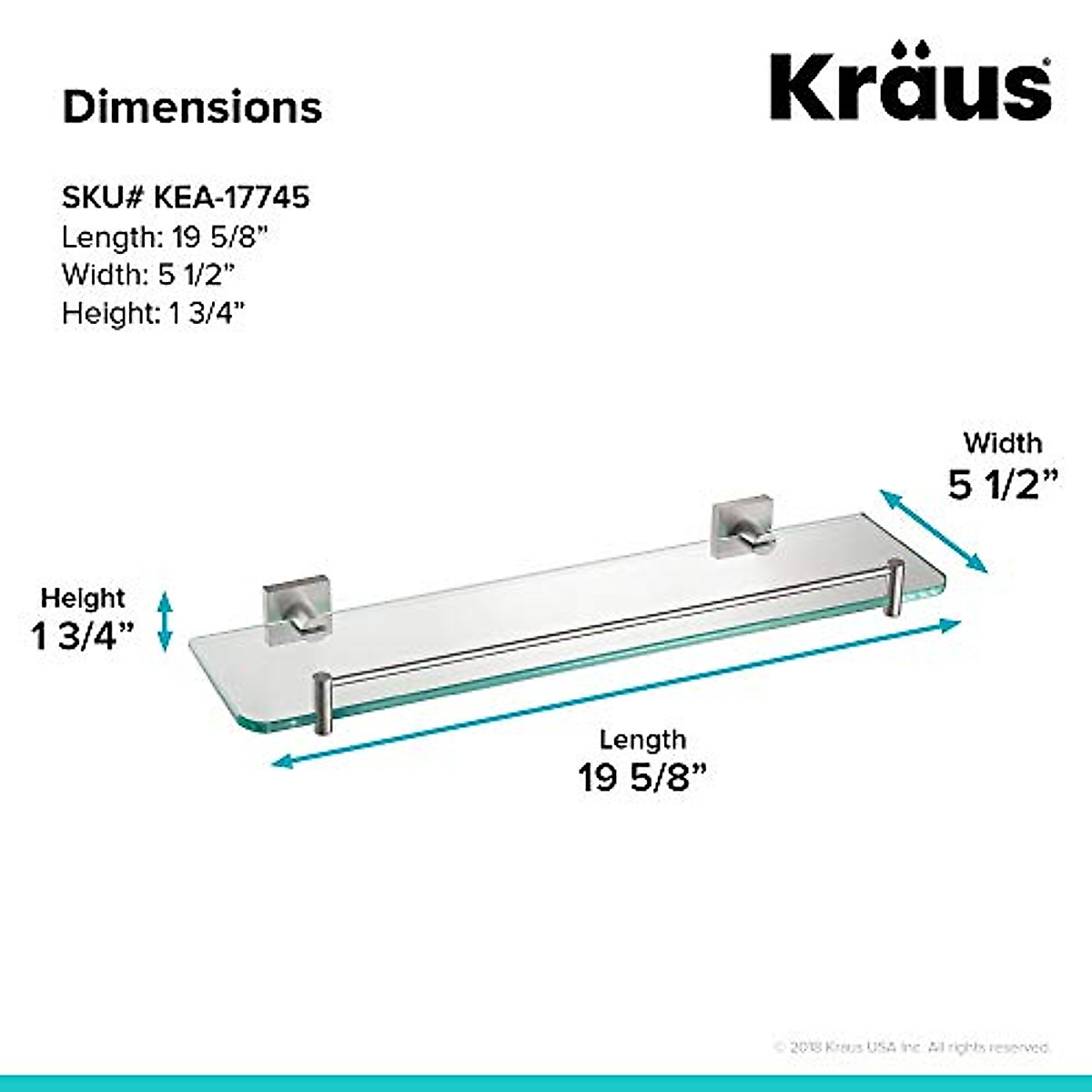 Kraus Ventus Bathroom Shelf, Brushed Nickel Finish, KEA-17745BN