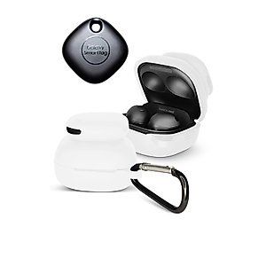 Galaxy Buds Pro2 case with SmartTag Holder Tracker/SmartTag for Galaxy Buds2 / Android Airtag for Galaxy Buds Live Case/Samsung SmartTag Galaxy Tracker/AirTag for Android (White)