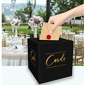 HEIPINIUYE Black Card Box Wedding Envelope Box Gift Card Box Holder Card Box for Wedding Birthday Baby Shower Party Raffle Box