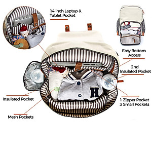 GISEMAI Phoenix Diaper Bag Backpack with Back Support, Wipes Dispenser, USB Charging Port, Stroller Straps & Changing Pad… (Beige)